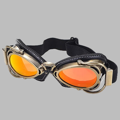 Steampunk Motorcycle Goggles Yellow Lenses with Brown Strap | Gotyka