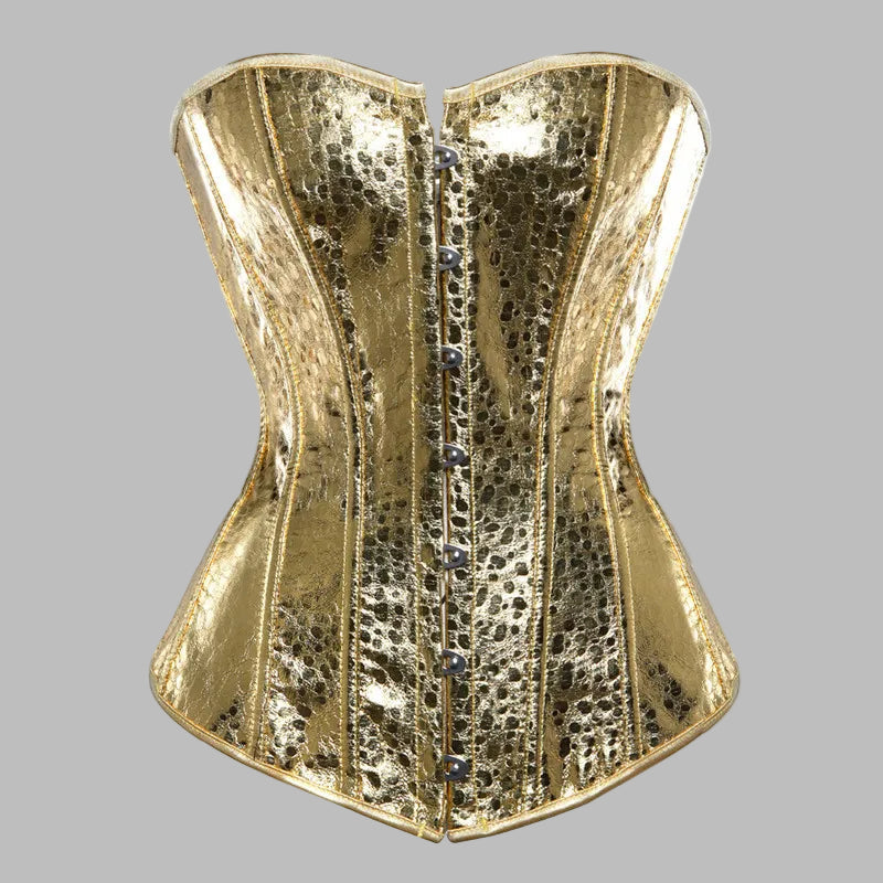 Steampunk Gold Metallic Corset with Snake Skin Pattern | Gotyka